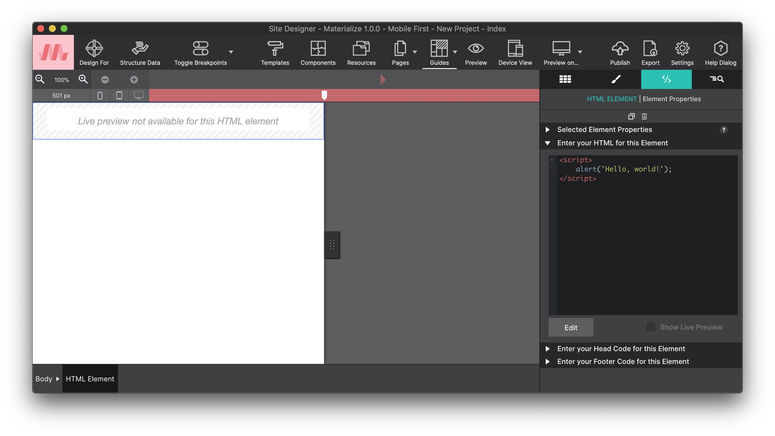 Content Pane Elements